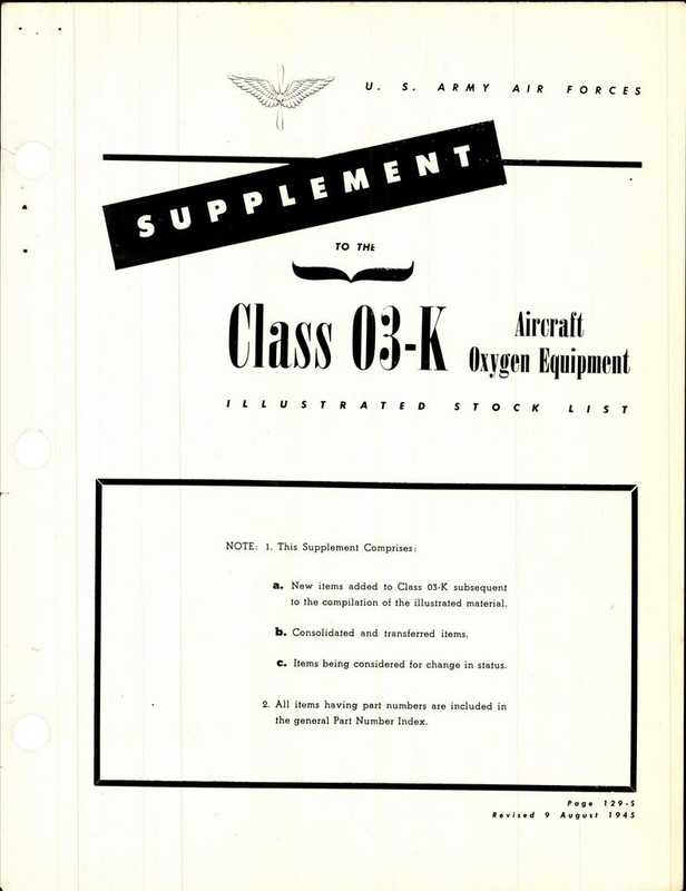 Illustrated Stock List for Aircraft Oxygen Equipment - AirCorps Library