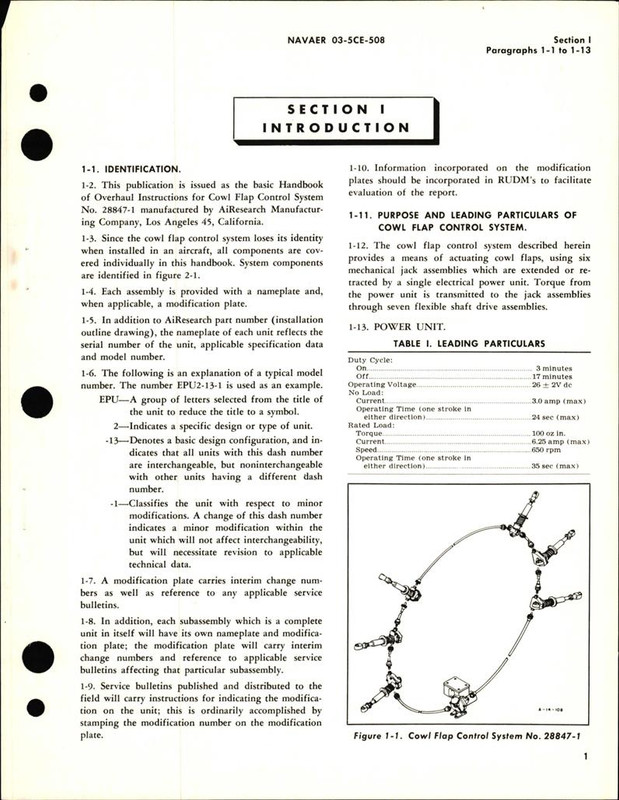 Overhaul Instructions for Cowl Flap Control System - Part 28847-1 ...