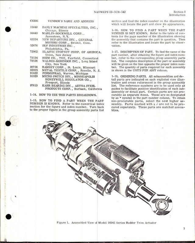 Illustrated Parts Breakdown for Rudder Trim Actuator - AirCorps Library