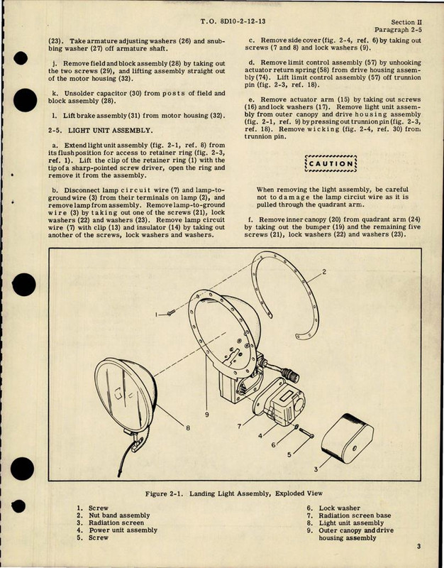 Overhaul Instructions for Electrically Retractable Landing Light ...