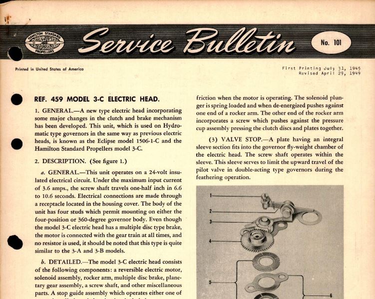 De Havilland Beaver, B-25, and Hamilton Standard Service Bulletins ...