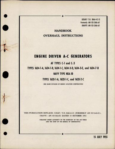 Overhaul Instructions for Engine Driven AC Generators AF Types C-1 and ...