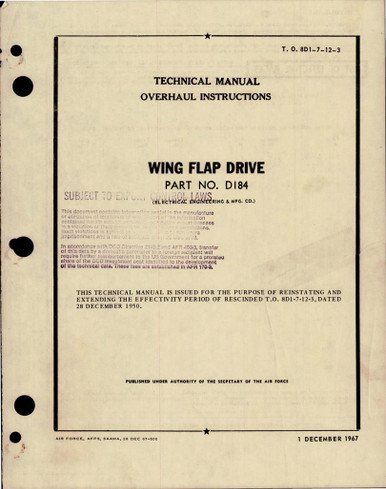 Overhaul Instructions for Wing Flap Drive - Part D184 - AirCorps Library
