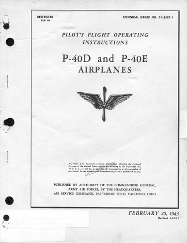 Pilot's Flight Operating Instructions for P-40D and P-40E - AirCorps ...