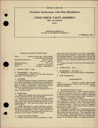 Overhaul Instructions with Parts Breakdown for Cone Check Valve ...