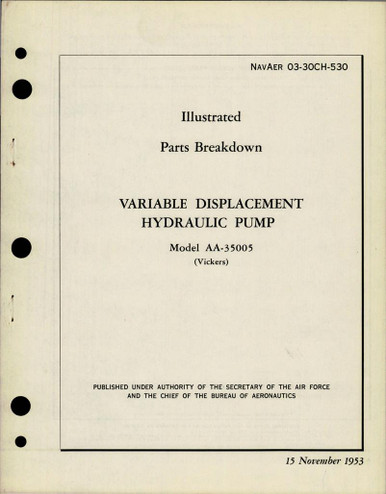 Illustrated Parts breakdown for Variable Displacement Hydraulic Pump ...