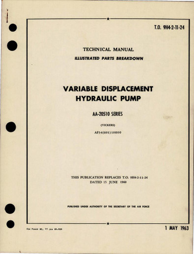 Illustrated Parts Breakdown for Variable Displacement Hydraulic Pumps ...