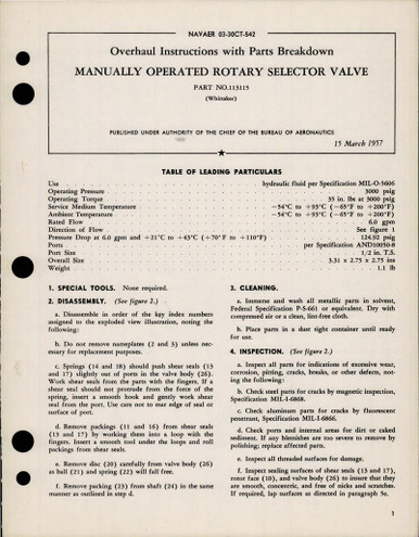 Overhaul Instructions with Parts for Manually Operated Rotary Selector ...