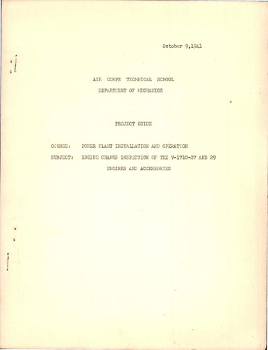 Project Guide for Engine Change Inspection of the V-1710-27 and V-1710 ...