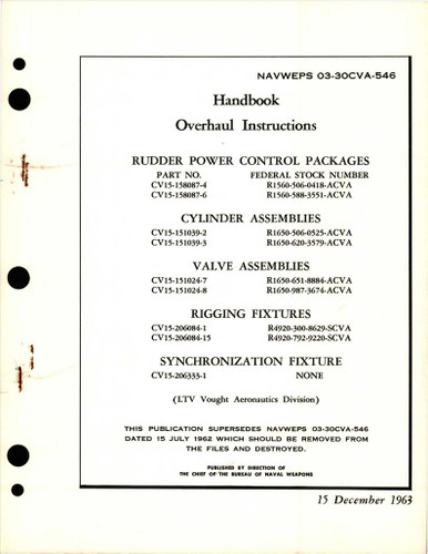 Overhaul Instructions for Rudder Control, Cylinder Assy, Valve Assy ...