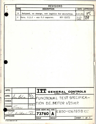 Functional Test Specification for DC Motor 1-25 HP - AirCorps Library
