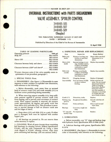 Overhaul Instructions with Parts Breakdown for Spoiler Control Valve ...