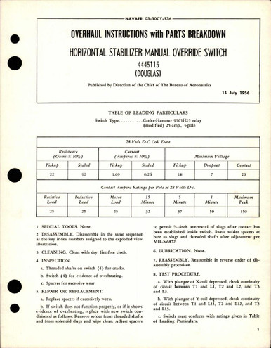 Overhaul Instructions with Parts for Horizontal Stabilizer Manual ...