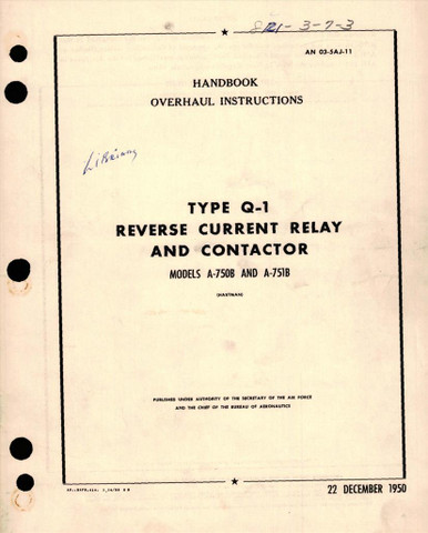 Overhaul Instructions for Reverse Current Relay and Contactor - Type Q ...