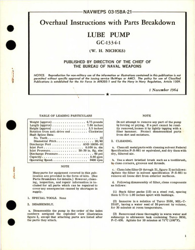Overhaul Instructions with Parts Breakdown for Lube Pump - GC-1334-1 ...