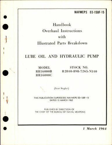 Overhaul Instructions with Illustrated Parts for Lube Oil and Hydraulic ...