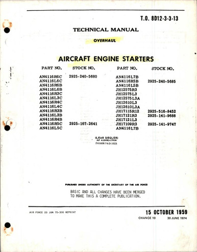 Overhaul for Aircraft Engine Starters - AirCorps Library