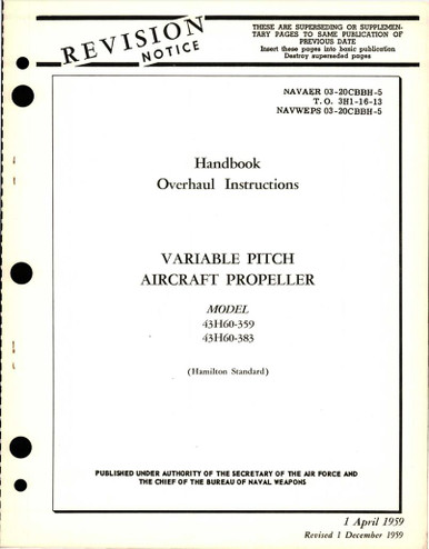 Overhaul Instructions for Variable Pitch Aircraft Propeller - Models ...