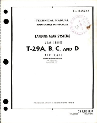 Maintenance Instructions for Landing Gear Systems for T-29A, T-29B, T ...