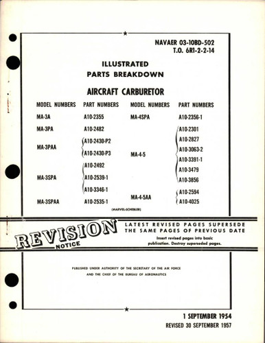 Illustrated Parts Breakdown for Aircraft Carburetor - AirCorps Library