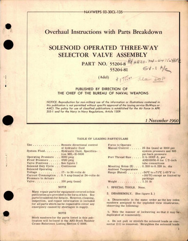 Overhaul Instructions with Parts for Solenoid Operated Three-Way ...