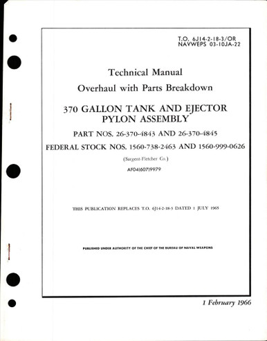 Overhaul with Parts Breakdown for Tank and Ejector Pylon Assembly - 370 ...