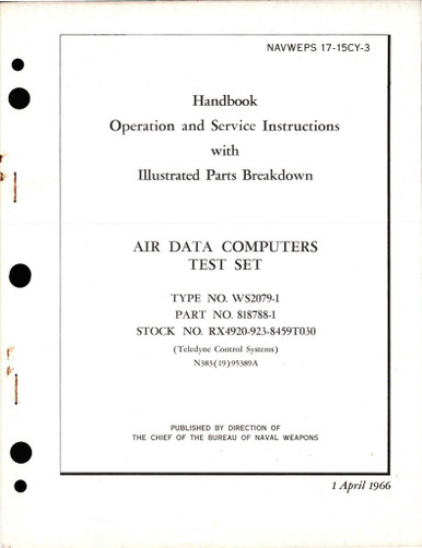 Operation and Service Instructions with Parts for Air Data Computers ...