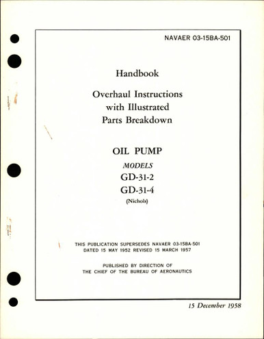 Overhaul Instructions with Illustrated Parts Breakdown for Oil Pump ...