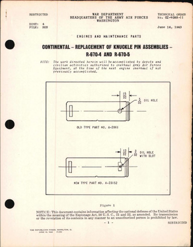 Replacement of Knuckle Pin Assemblies - R-670-4 and R-670-5 Engines ...