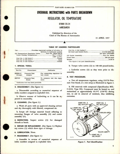 Overhaul Instructions with Parts Breakdown for Oil Temperature ...