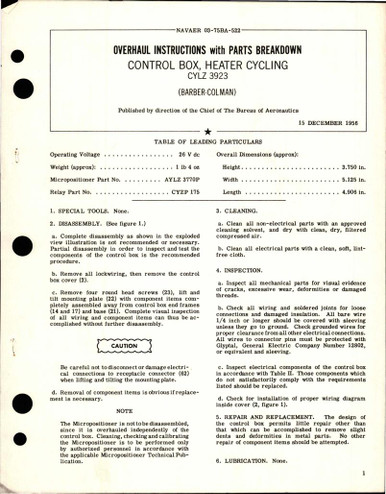 Overhaul Instructions with Parts Breakdown for Heater Cycling Control ...