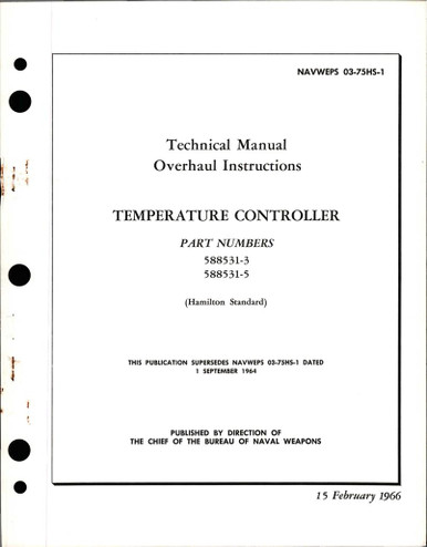 Overhaul Instructions for Temperature Controller - Parts 588531-3 and ...