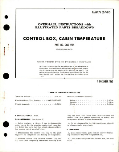 Overhaul Instructions with Illustrated Parts Breakdown for Cabin ...