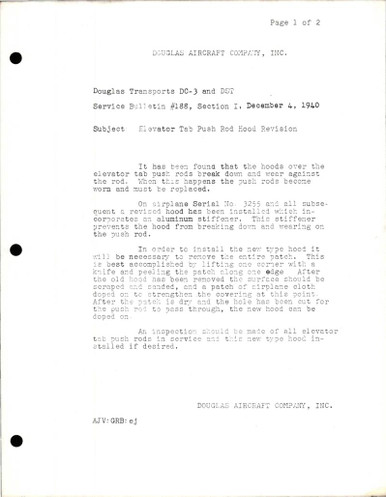 Elevator Tab Push Rod Hood Revision - AirCorps Library
