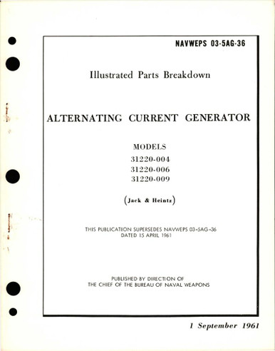 Illustrated Parts Breakdown for Alternating Current Generator - Models ...