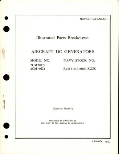 Illustrated Parts Breakdown for Aircraft DC Generators - Models 2CM70C5 ...