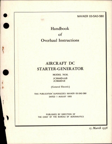 Overhaul Instructions for Aircraft DC Starter Generator - Models ...