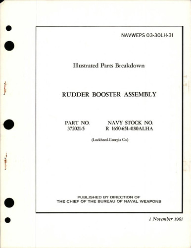 Illustrated Parts Breakdown for Rudder Booster Assy - Part 372021-5 ...