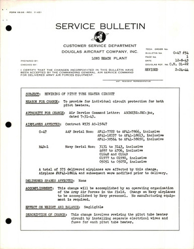 Rewiring of Pitot Tube Heater Circuit - AirCorps Library