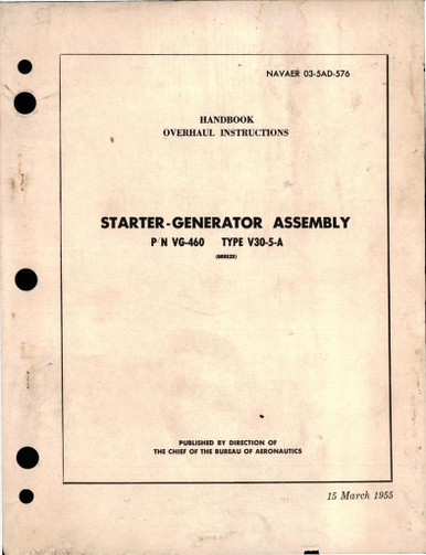 Overhaul Instructions for Starter Generator Assembly - Part VG-460 ...