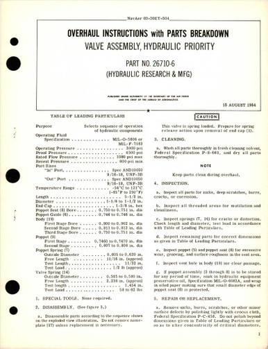 Overhaul Instructions with Parts Breakdown for Hydraulic Priority Valve Assembly - Part 26710-6 ...