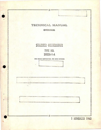 Overhaul for Starter Generator - Type 30B26-1-A - AirCorps Library