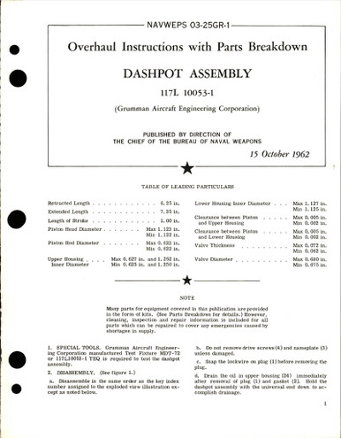 Overhaul Instructions with Parts Breakdown for Dashpot Assembly - 117L ...