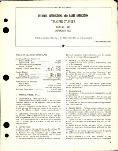 Overhaul Instructions with Parts Breakdown for Transfer Cylinder - Part ...
