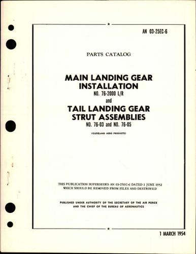 Parts Catalog for Main Landing Gear Installation and Tail Landing Gear Strut Assembly - AirCorps ...