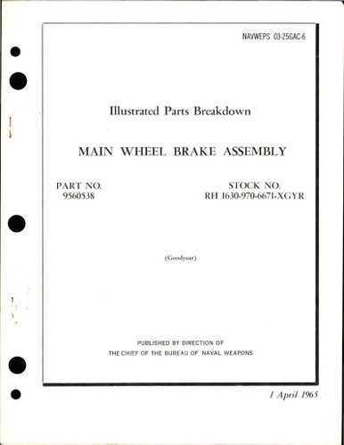 Illustrated Parts Breakdown for Main Wheel Brake Assembly - Part ...