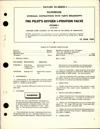 Overhaul Instructions with Parts Breakdown for FNS Pilot's Oxygen 3 ...