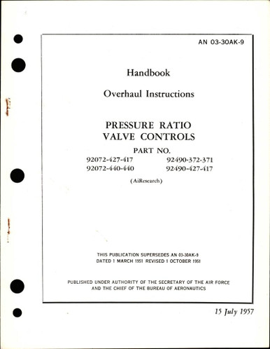 Overhaul Instructions for Pressure Ratio Valve Controls - AirCorps Library