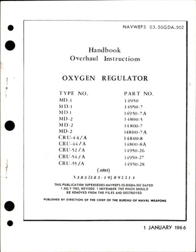 Overhaul Instructions for Oxygen Regulator - AirCorps Library