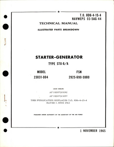 Illustrated Parts Breakdown for Starter-Generator - Type STU-6 A ...